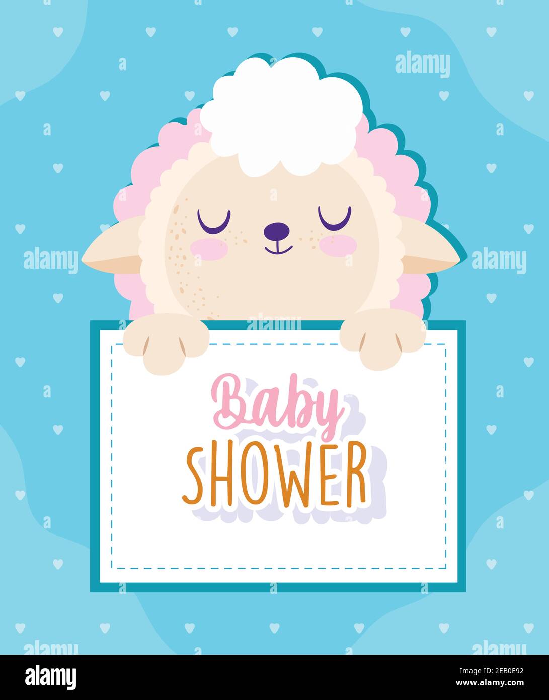 Baby shower cute sheep animal holding banner vector illustration Stock ...