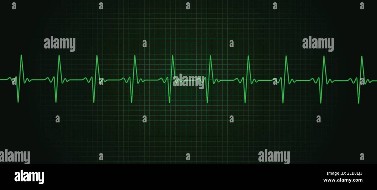Green heart beat vector illustration background. Pulse rate vector ...