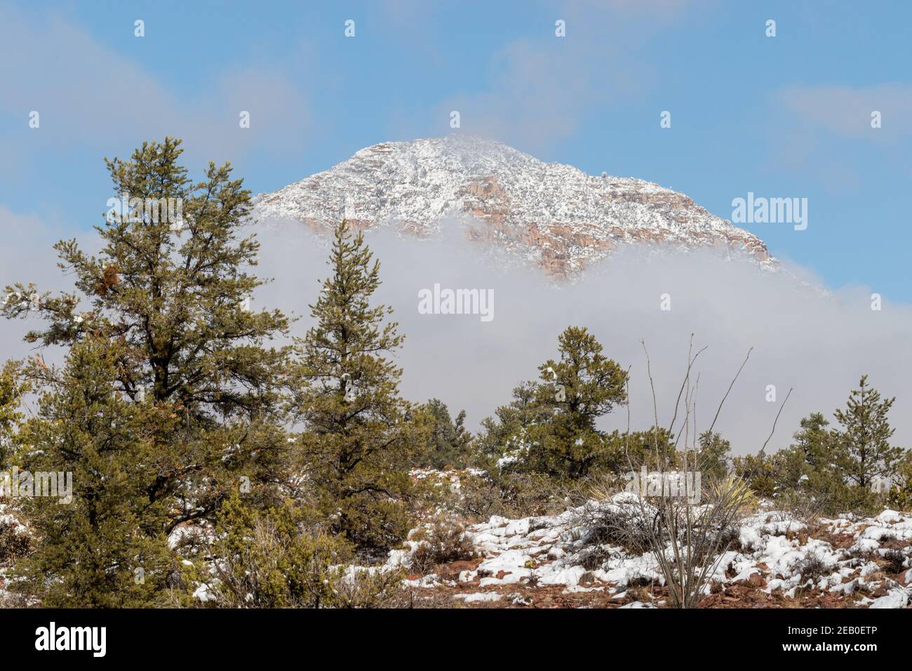 Snow Covered Landscape in the Red Rocks of Sedona Arizona in Winter ...