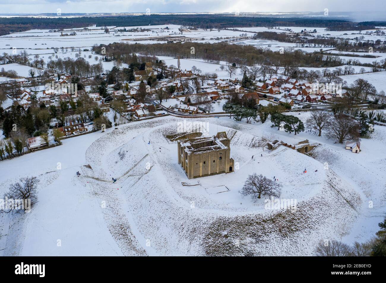 Picture dated February 10th shows people sledging by Castle Rising in ...