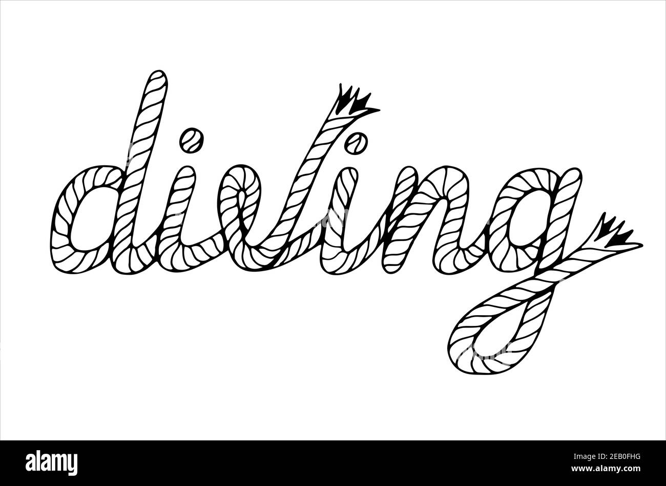 Diving, lettering with hawser, hand drawn vector illustration Stock ...