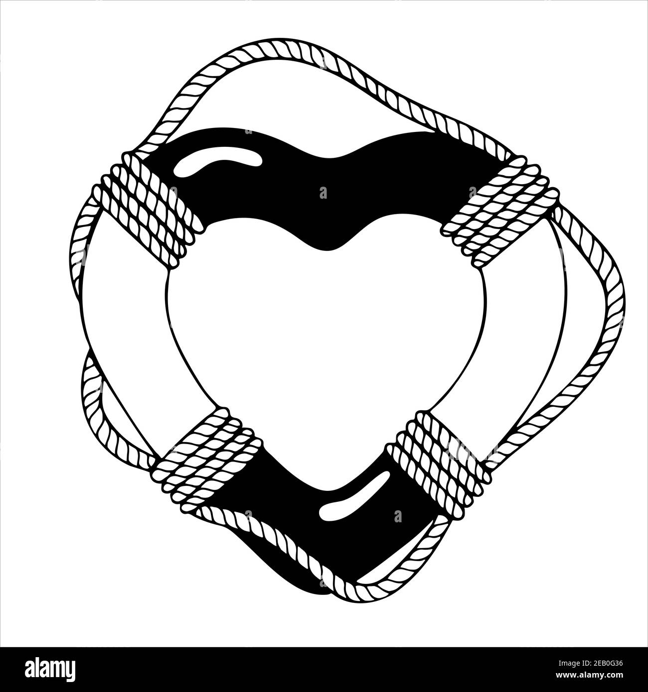 Heart shape Life ring, hand drawn isolated vector illustration Stock ...