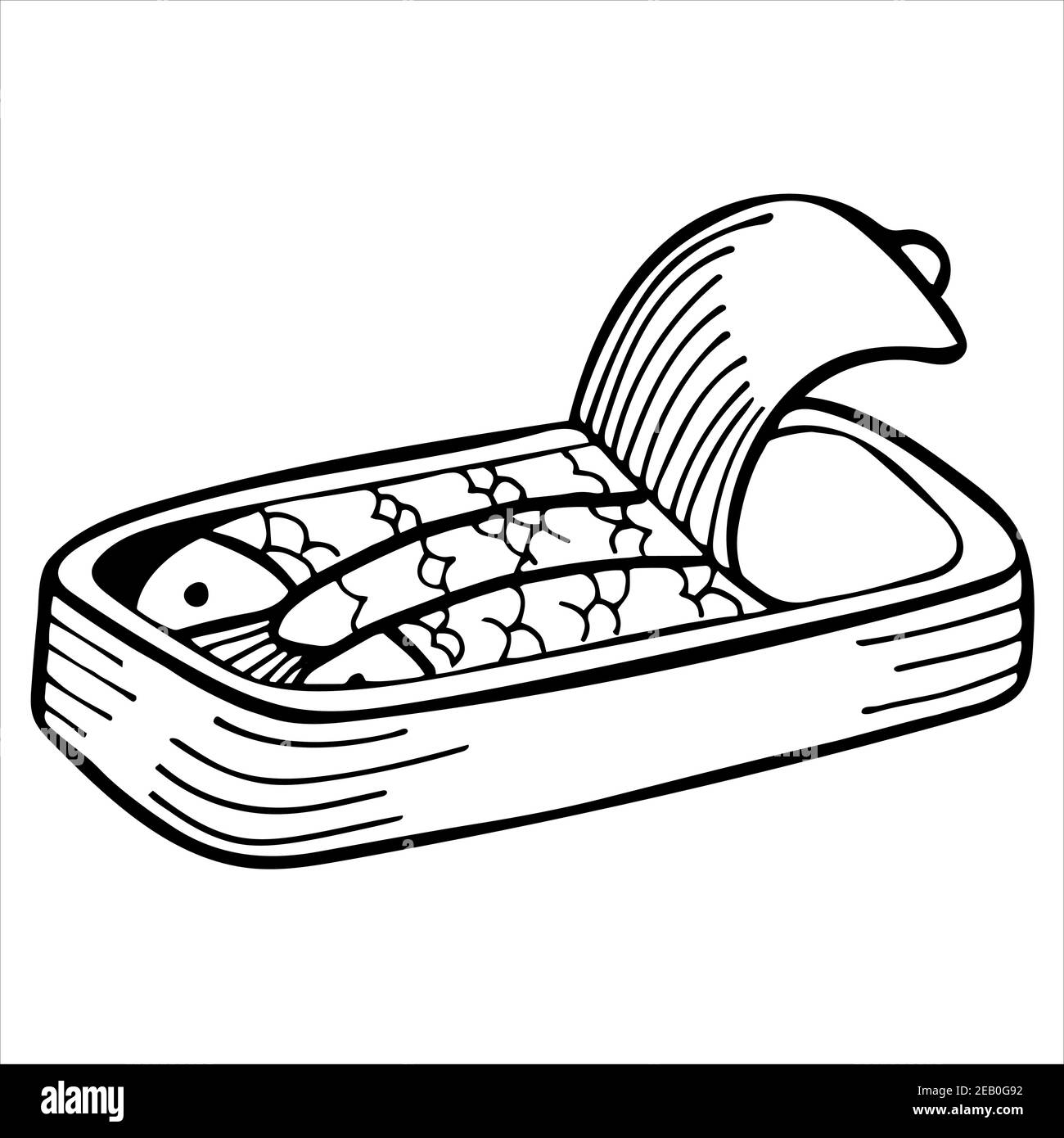 Canned fish, hand drawn isolated vector illustration Stock Vector Image ...