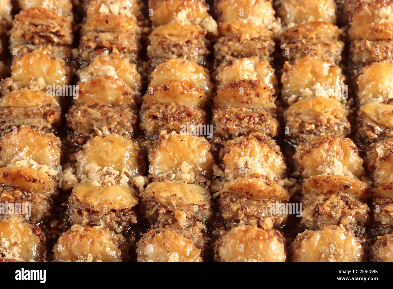 Traditional Turkish dessert Baklava. With walnuts and pistachios Stock ...