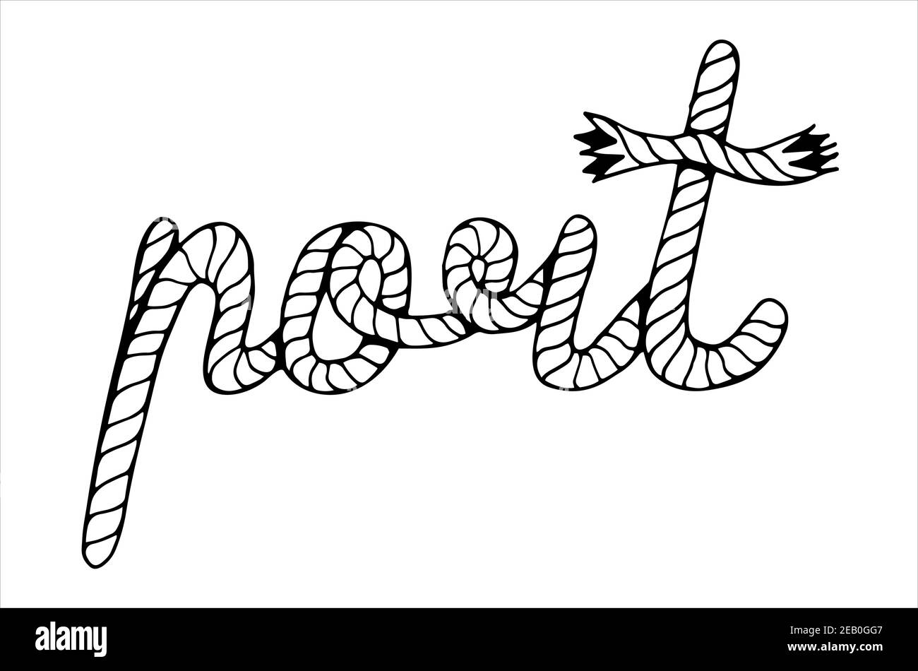 Port, lettering with hawser, hand drawn vector illustration Stock ...