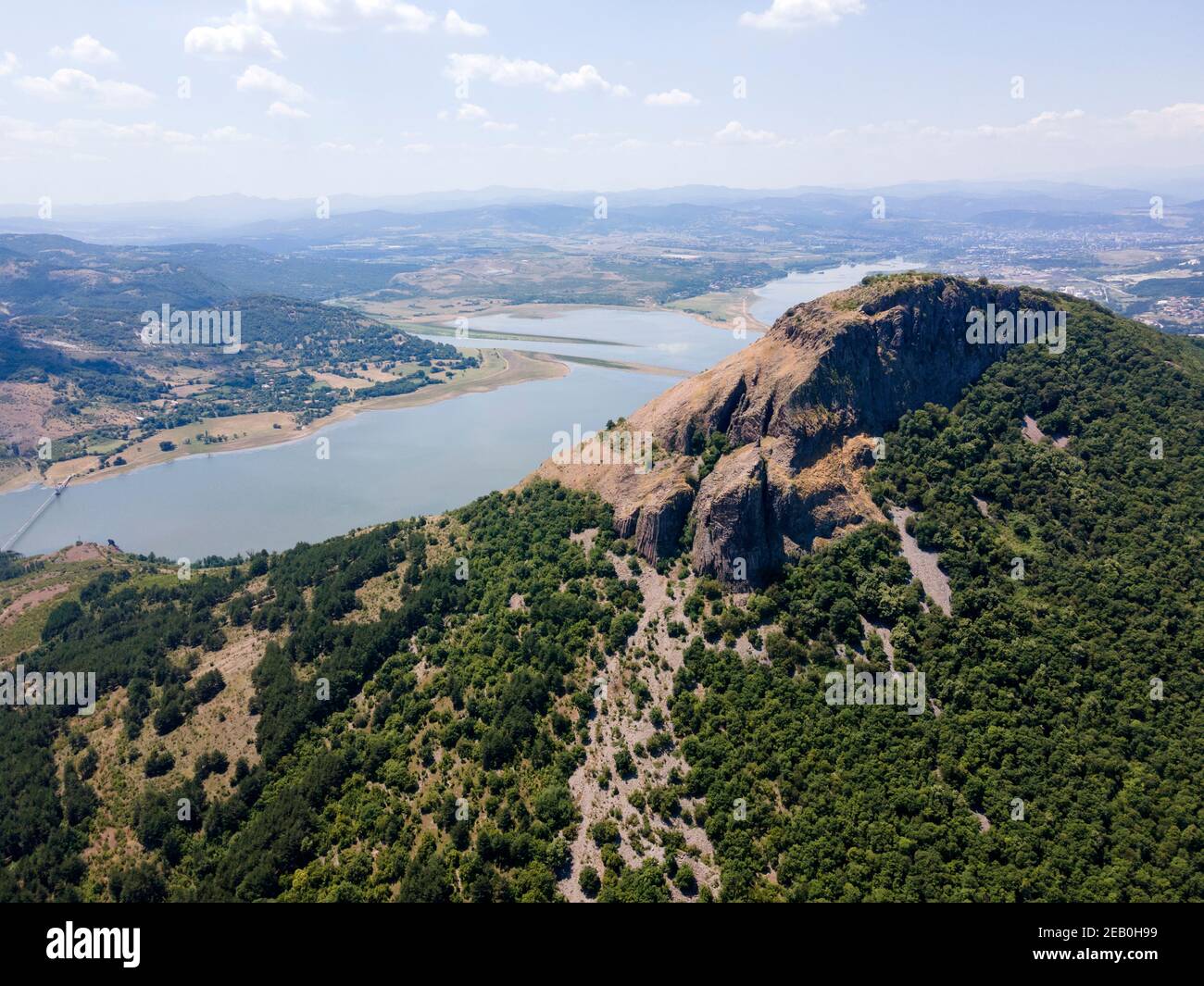 Aerial view of Studen Kladenets Reservoir, Kardzhali Region, Bulgaria ...