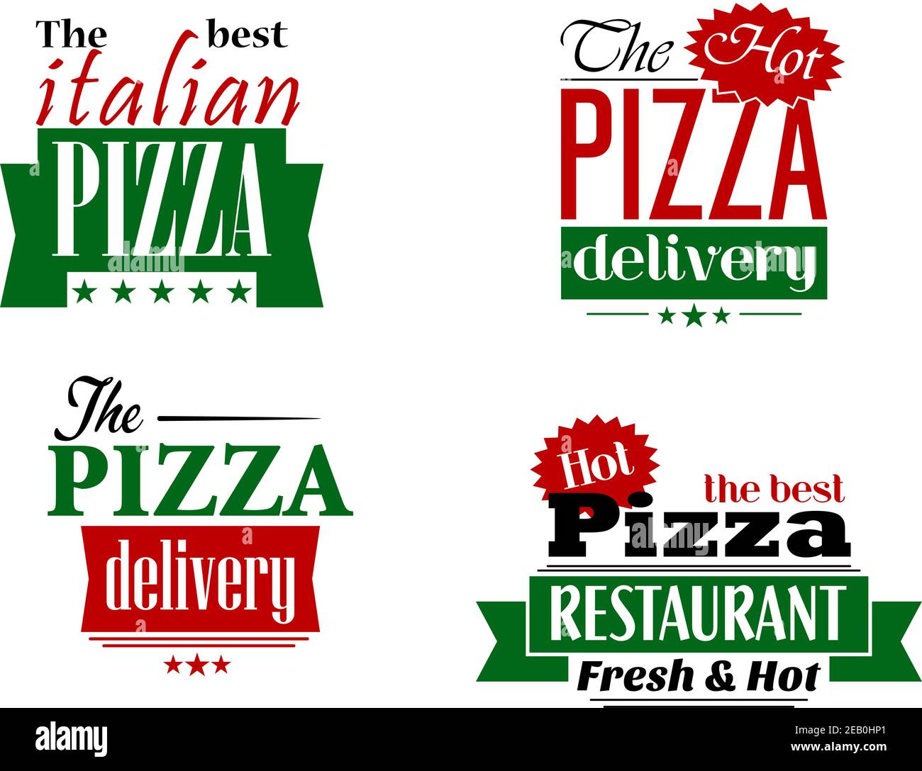 Hot, best pizza logo, label, sticker or flyer for italian pizza ...