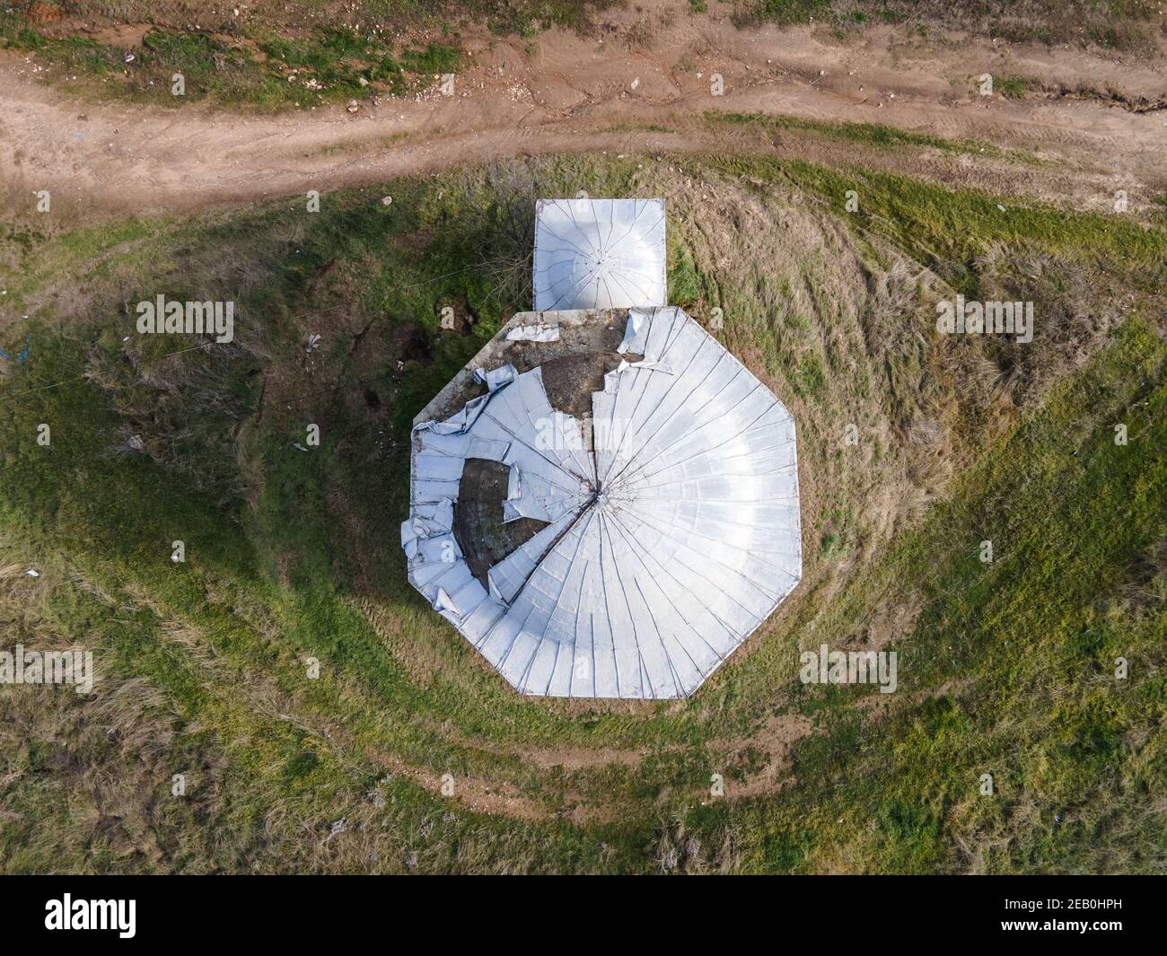 Aerial view of Sixteenth century Ottoman tomb of Hazar Baba (Hazar Baba ...