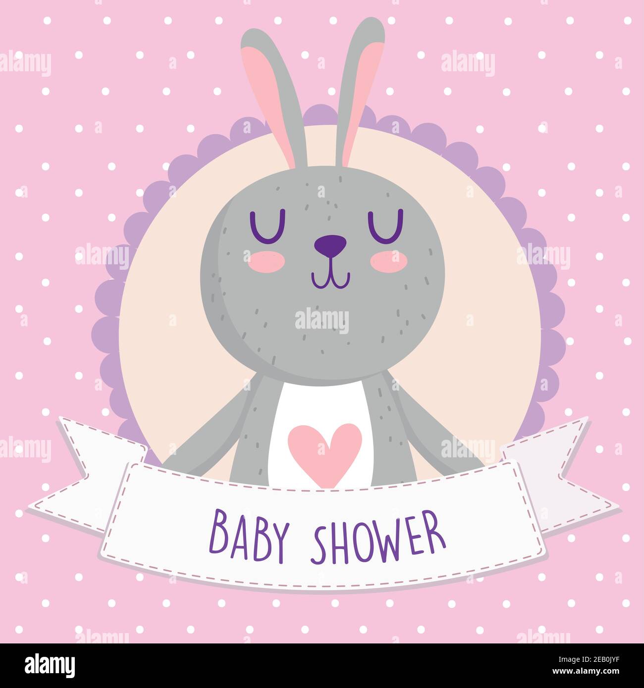 Baby shower, cute rabbit cartoon animal card vector illustration Stock ...