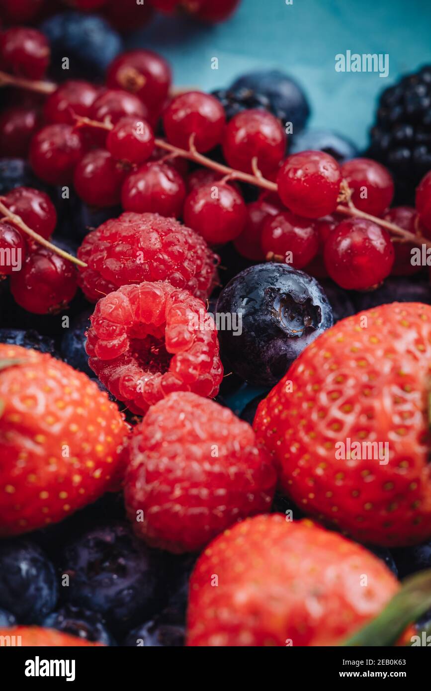 Mix of fresh RAW berries fruits for healthy eating Stock Photo - Alamy