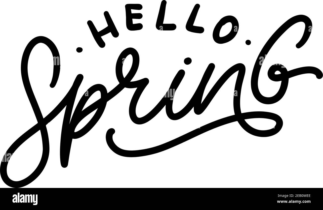Hello spring card design Black and White Stock Photos & Images - Alamy