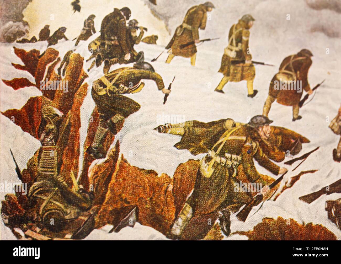 Close-up of an art print of John Nash's Western Front painting , 'Over ...