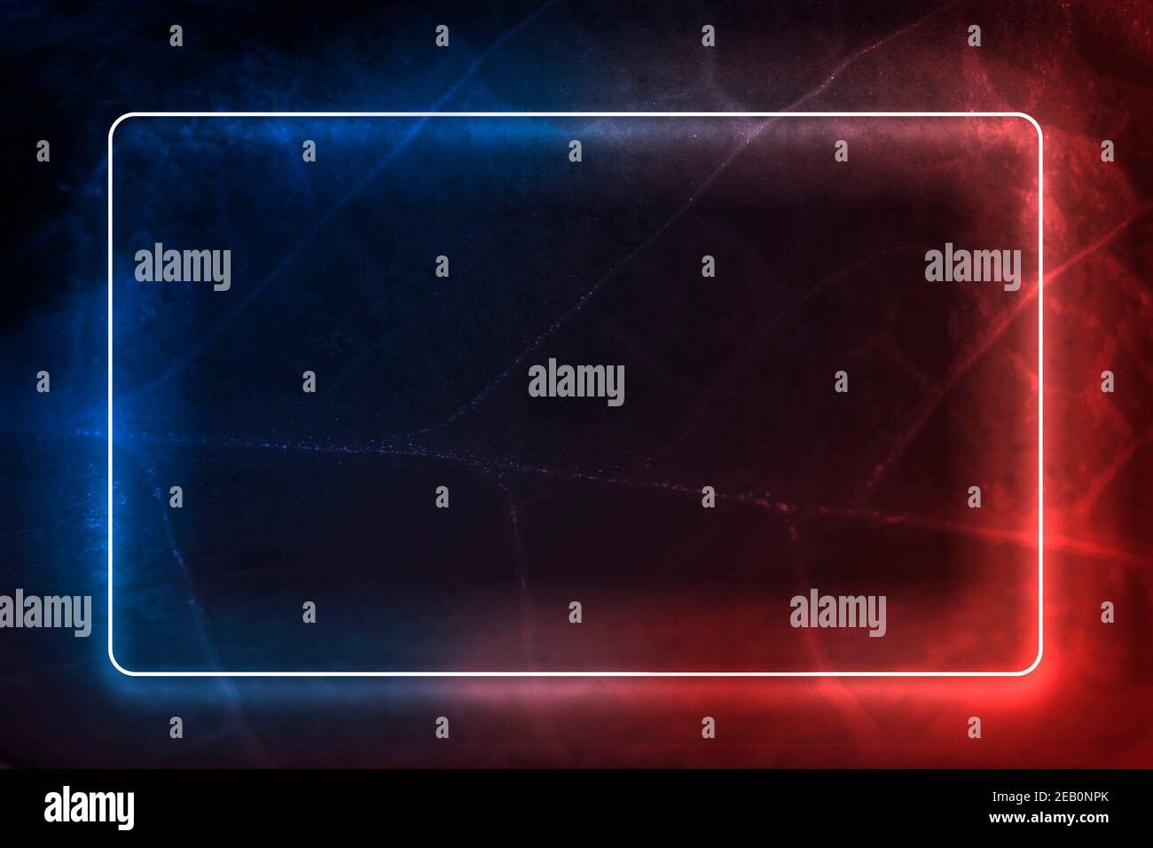 Red and blue neon light frame on texture of leaf background ...