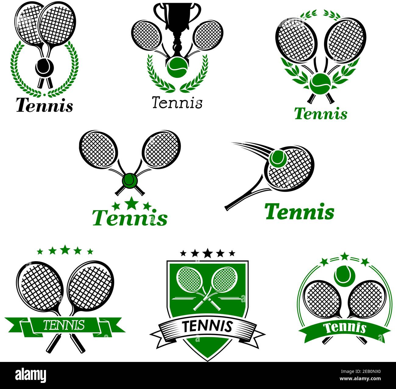 Retro tennis emblems or logo designs for sport club and tournament with ...