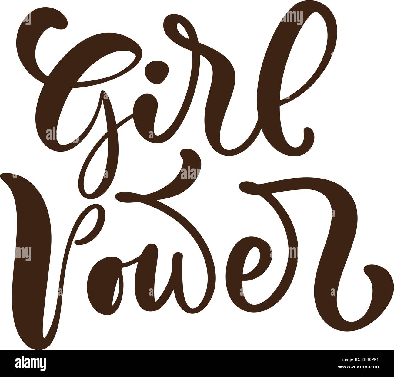 Girl power Vector handwritten calligraphy lettering text. Hand drawn lettering quote ...