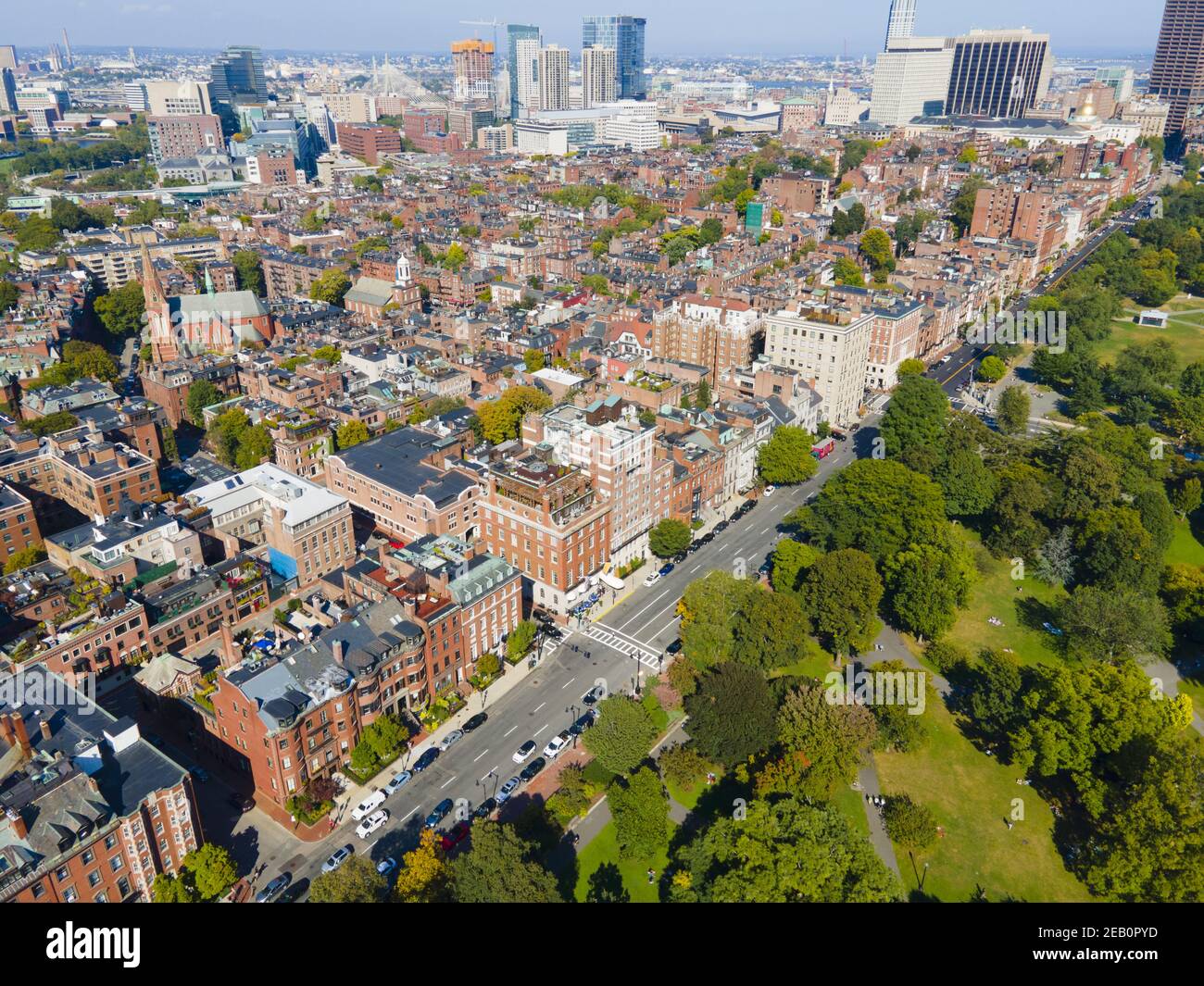 Historic Boston Beacon Hill aerial view, Boston, Massachusetts MA, USA ...