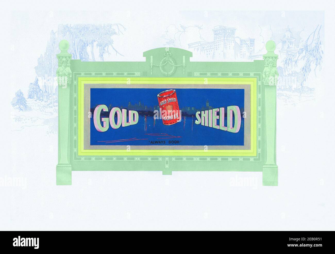 Gold Shield Coffee 1916 Stock Photo - Alamy