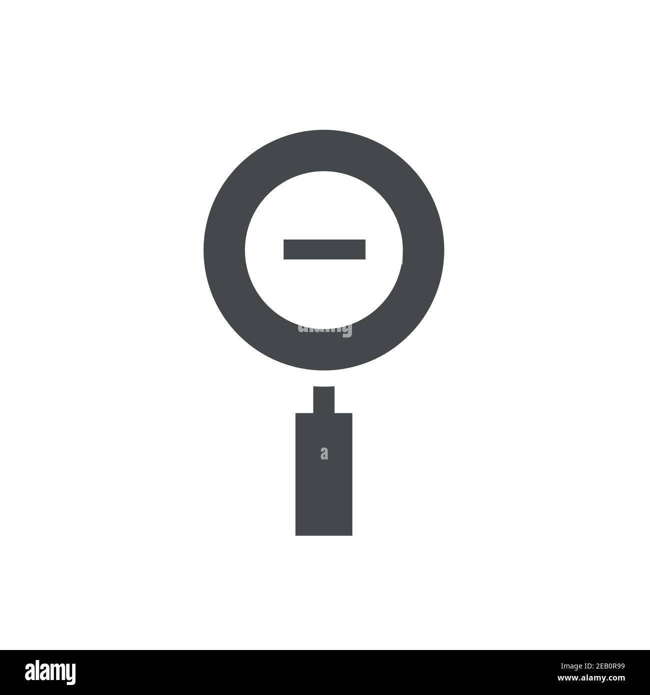 Black magnifier with minus sign isolated on white. Magnifying glass ...