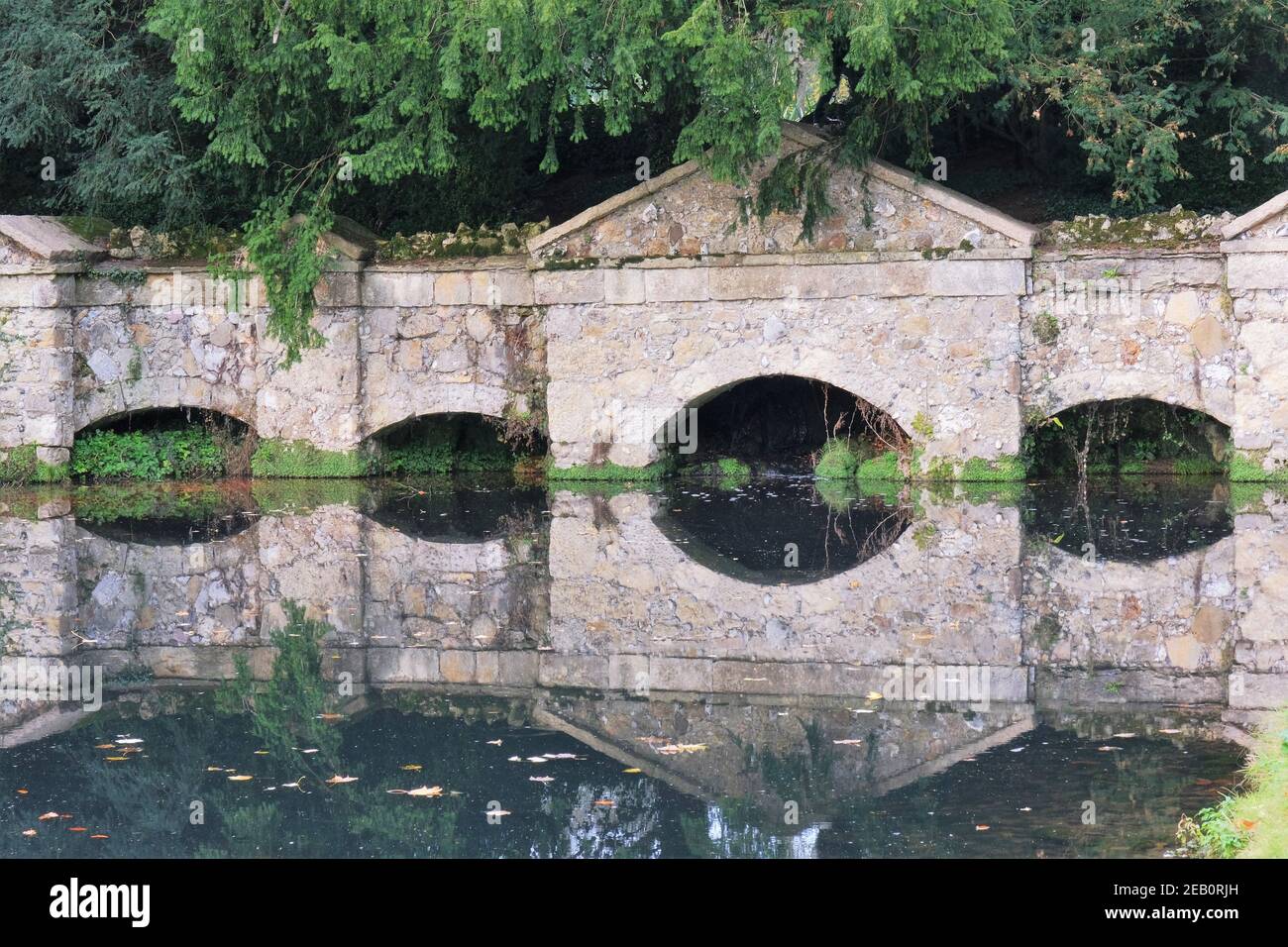 View of the 'Shell Bridge' and its watery reflection, a grade 1 stone ...