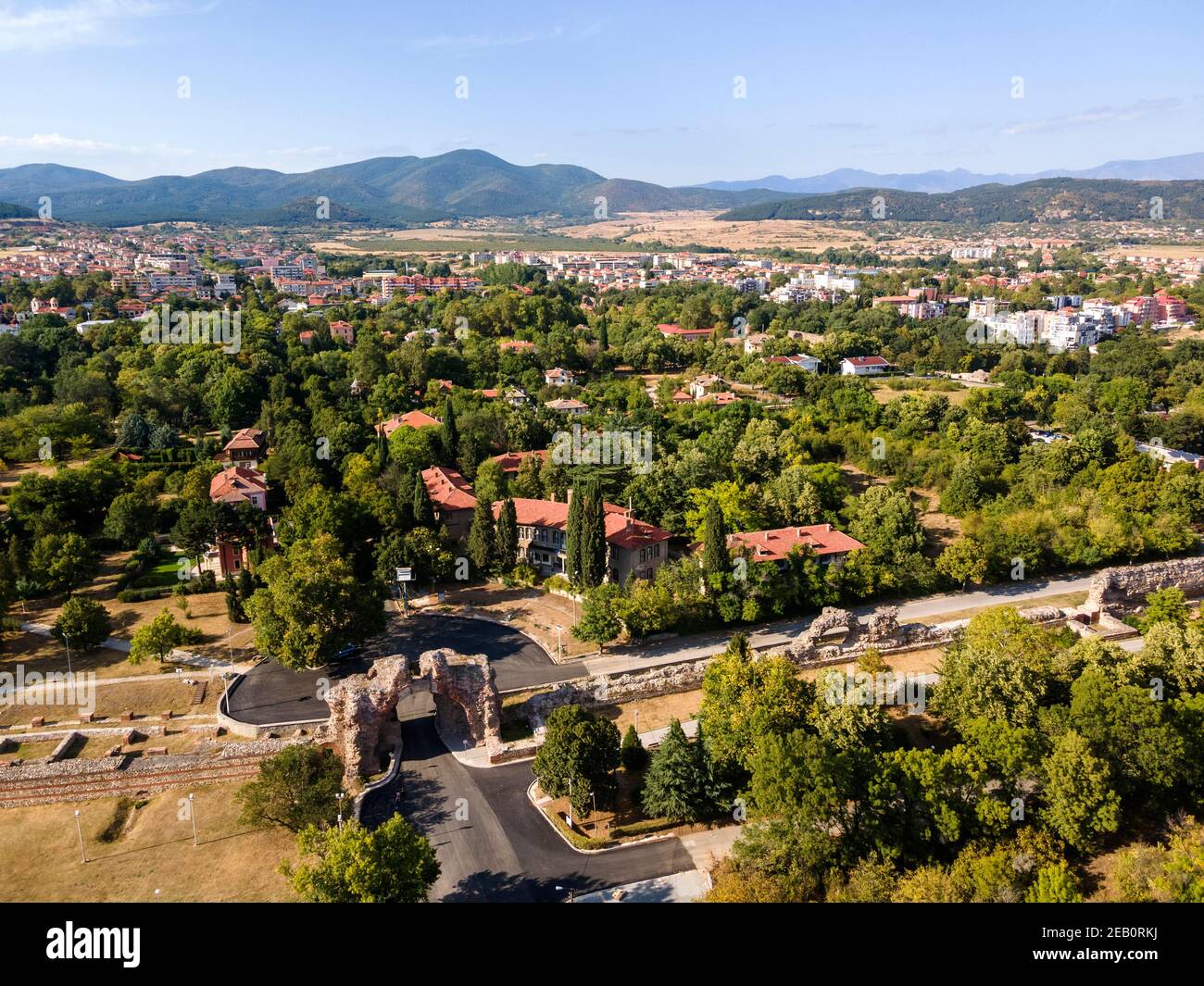 Aerial view of town of Hisarya, Plovdiv Region, Bulgaria Stock Photo ...
