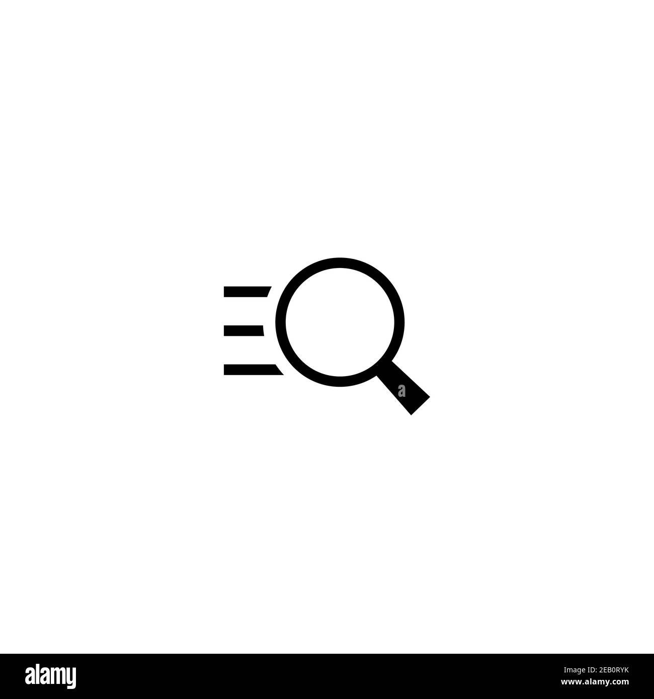 Black Magnifier with menu list isolated on white. Magnifying glass with ...