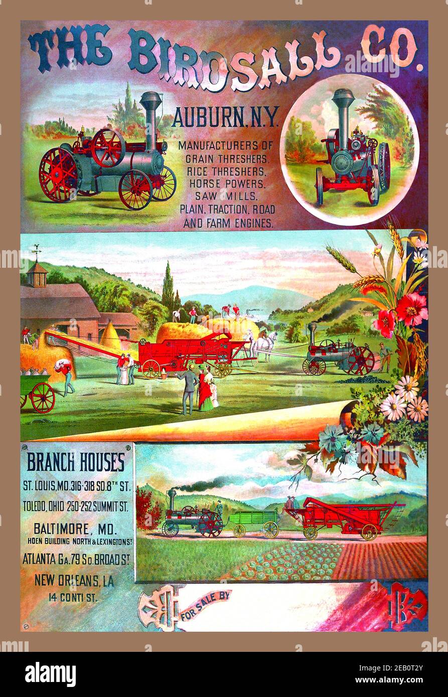 The Birdsall Co., Early Threshing Scene Stock Photo - Alamy