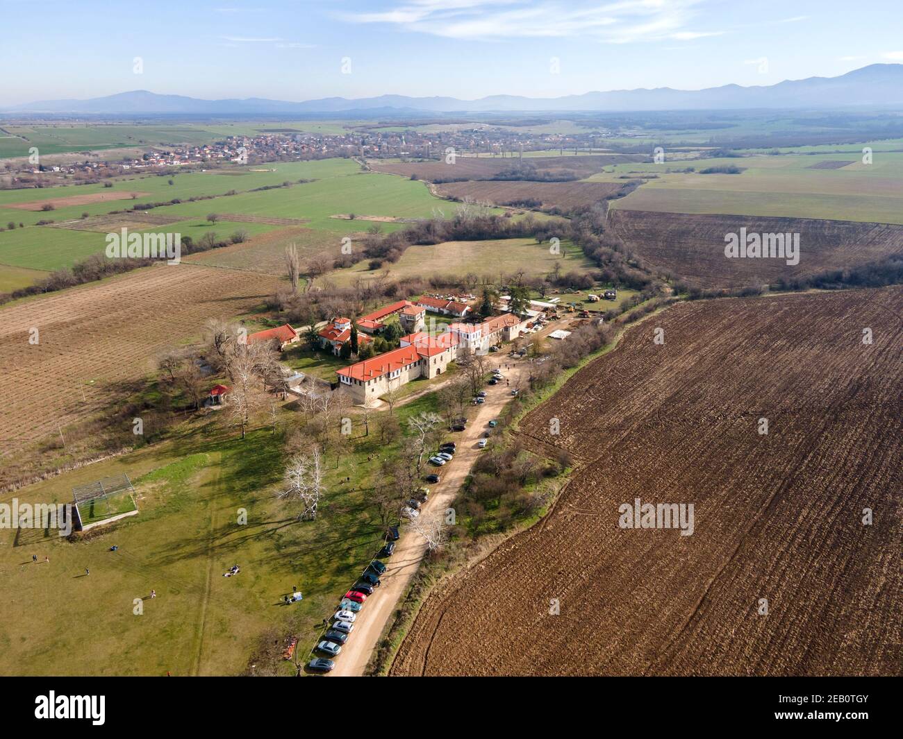 Aerial view of Medieval Arapovo Monastery dedicated to Saint Nedelya ...