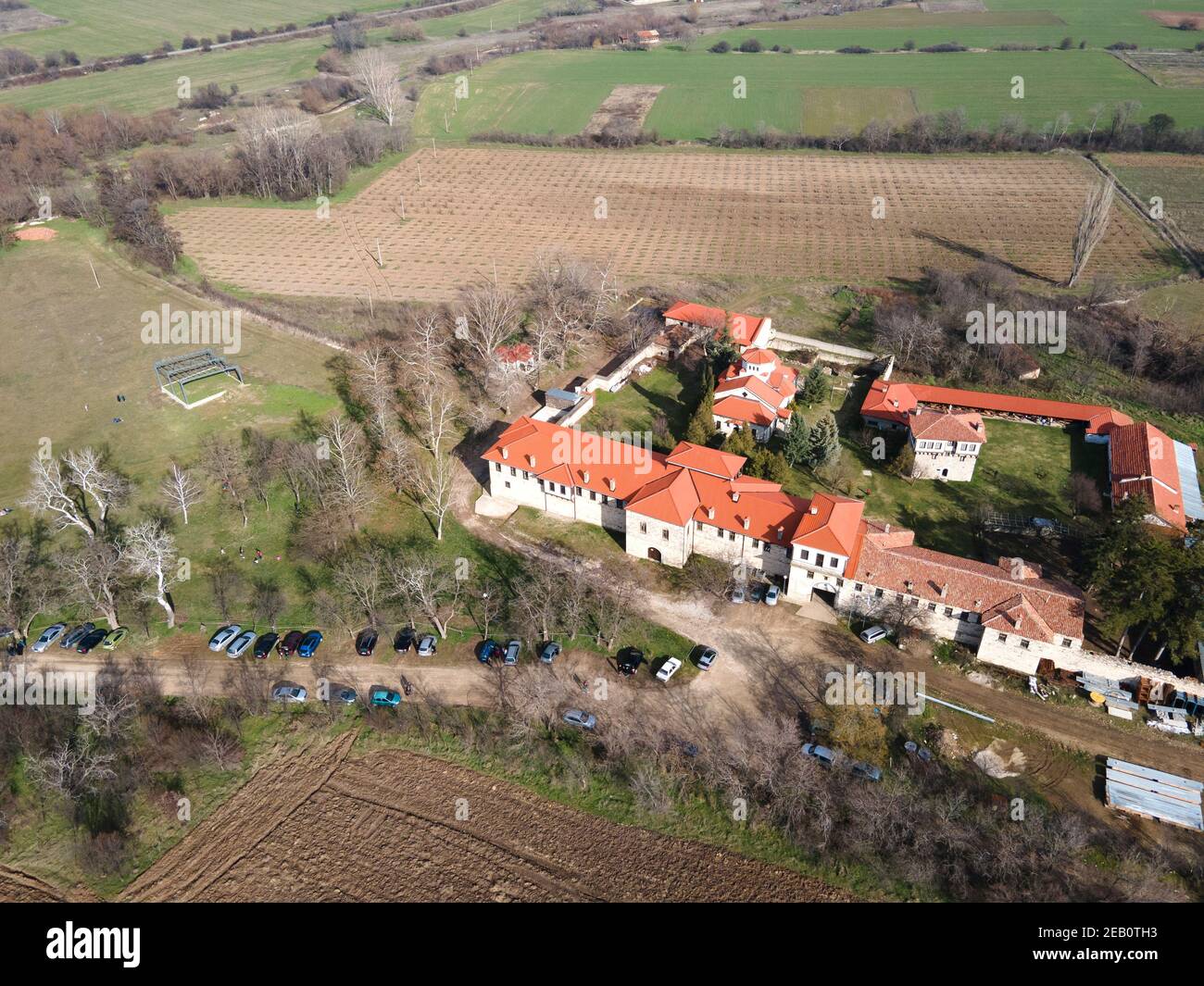 Aerial view of Medieval Arapovo Monastery dedicated to Saint Nedelya ...