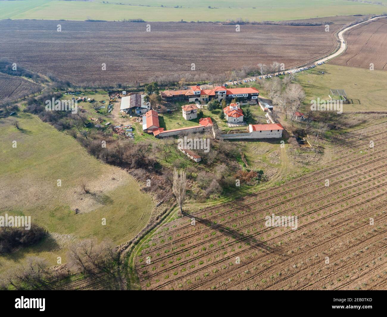 Aerial view of Medieval Arapovo Monastery dedicated to Saint Nedelya ...