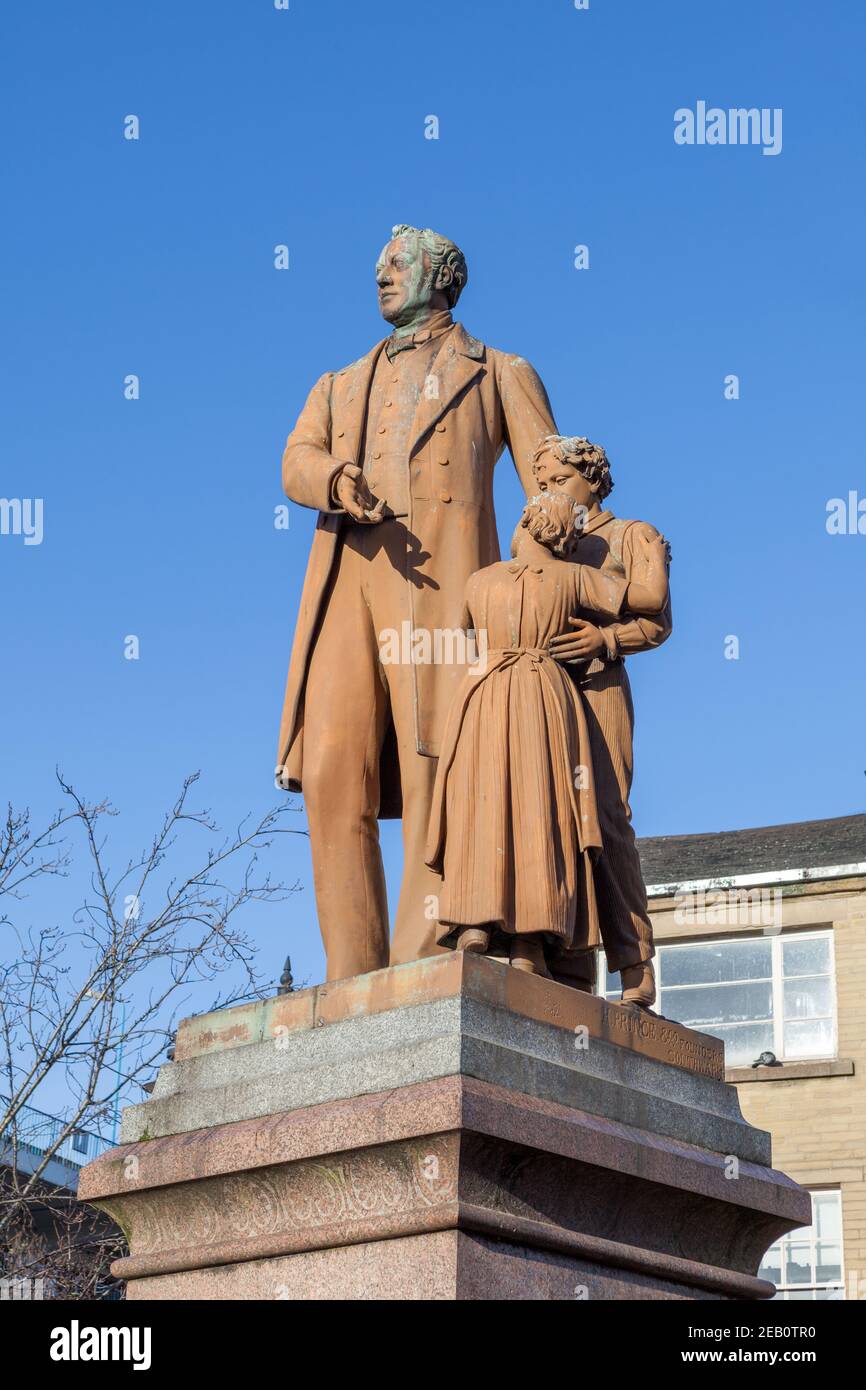Statue of Richard Oastler, a child labour campaigner, in Oastler Square ...