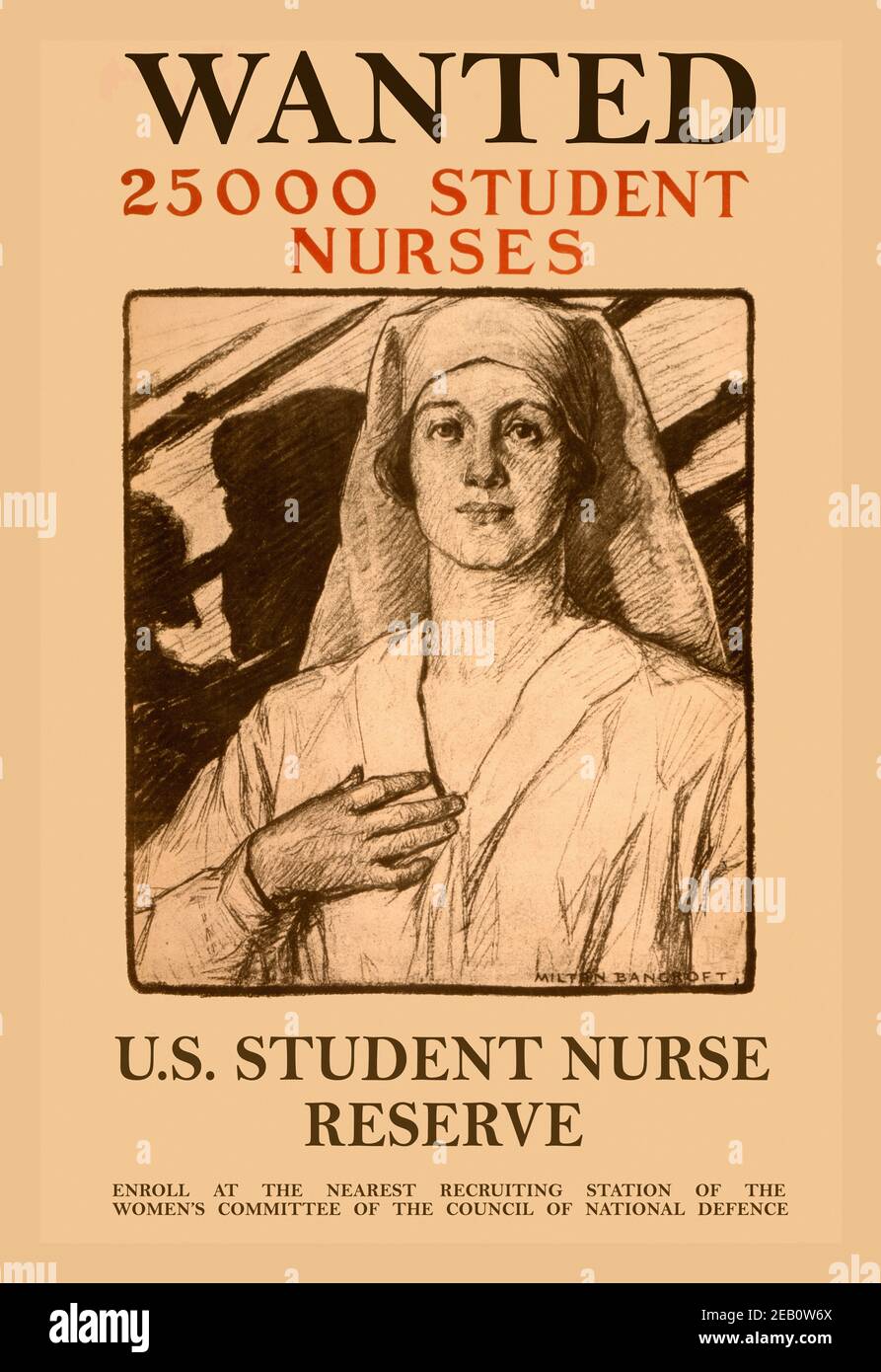 Wanted 25,000 Student Nurses 1917 Stock Photo - Alamy