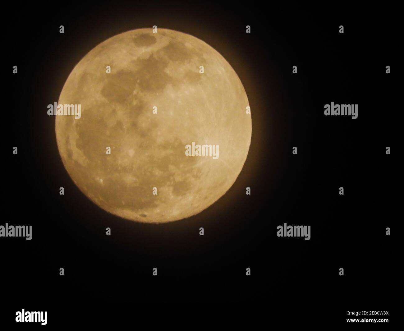 Beautiful view of the full moon on a dark night with no stars visible ...