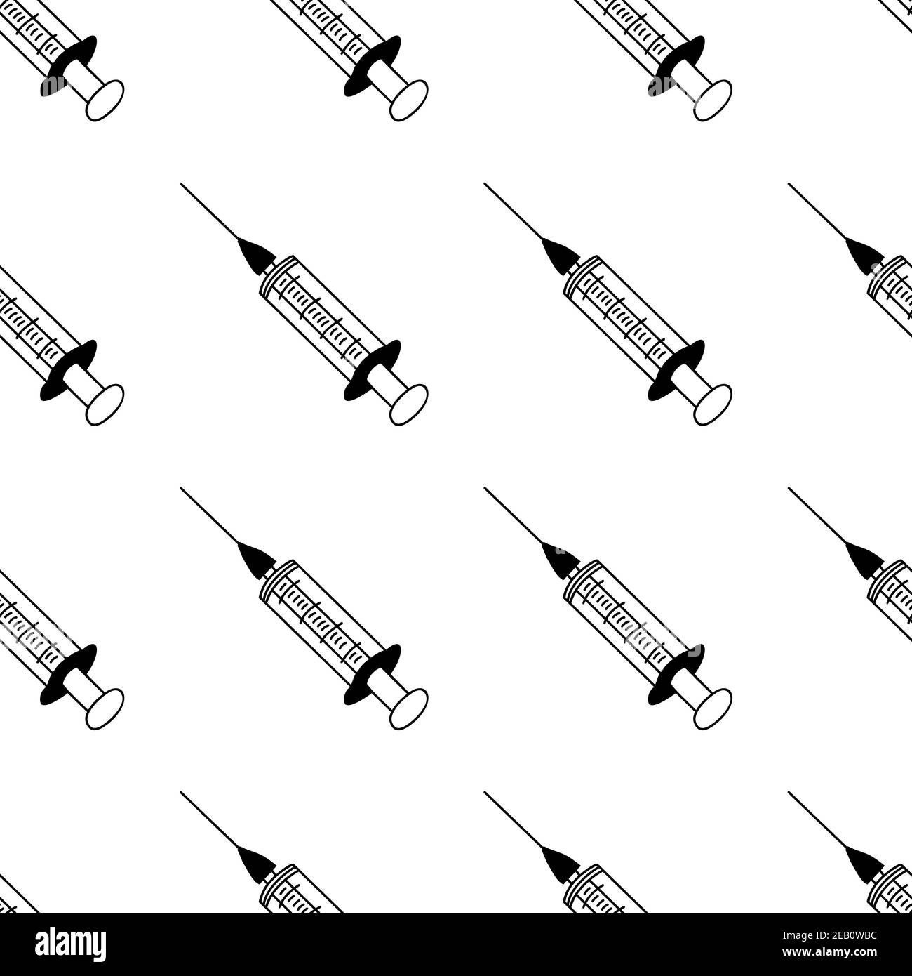 Seamless pattern made from hand drawn syringe illustration. Isolated on ...