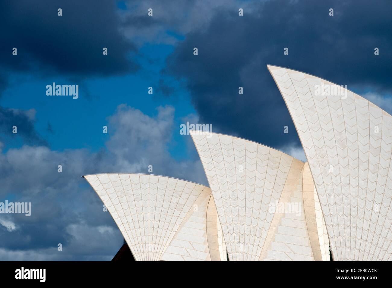 The “shells” of the Sydney Opera House, covered with white tiles ...