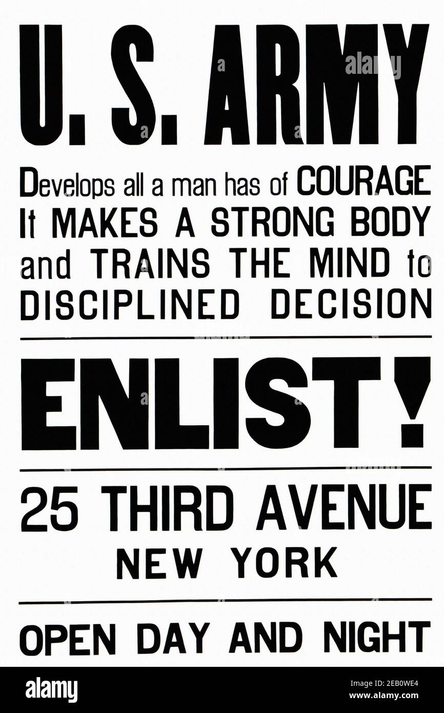 U.S. Army ENLIST! 1916 Stock Photo - Alamy