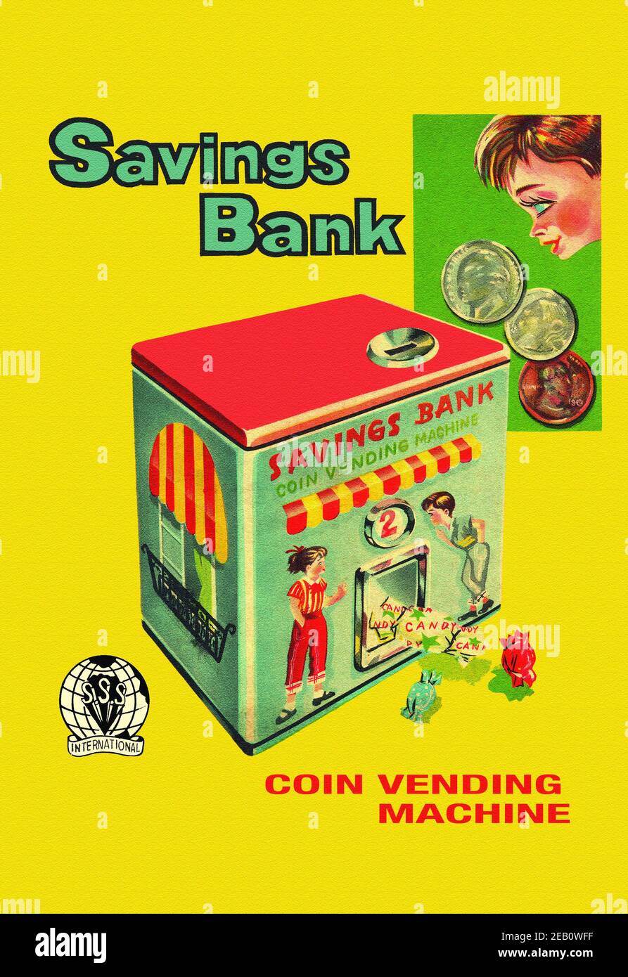 Coin Vending Machine Savings Bank 1950 Stock Photo - Alamy