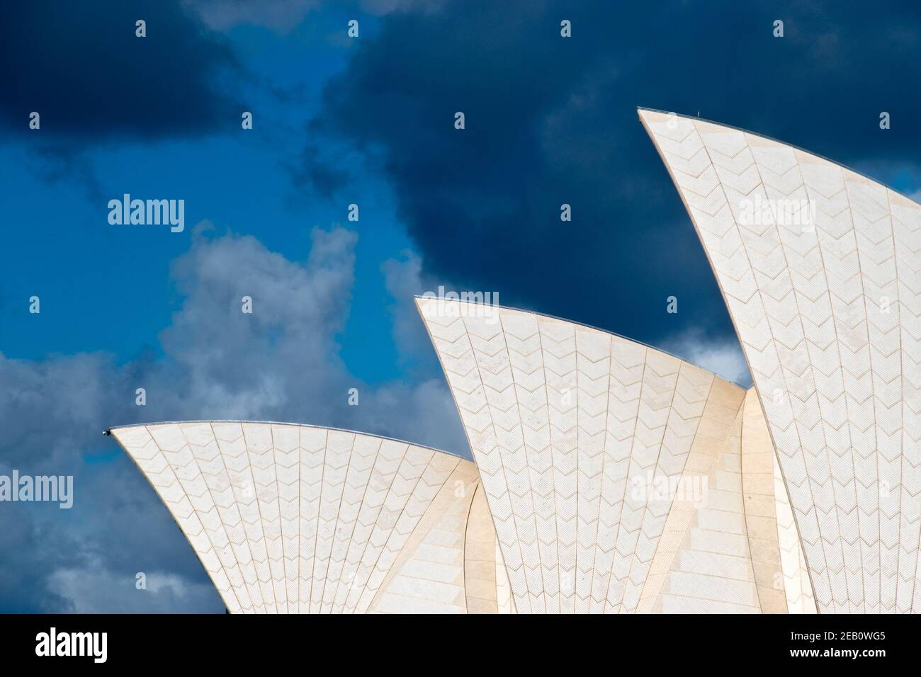 The “shells” of the Sydney Opera House, covered with white tiles ...