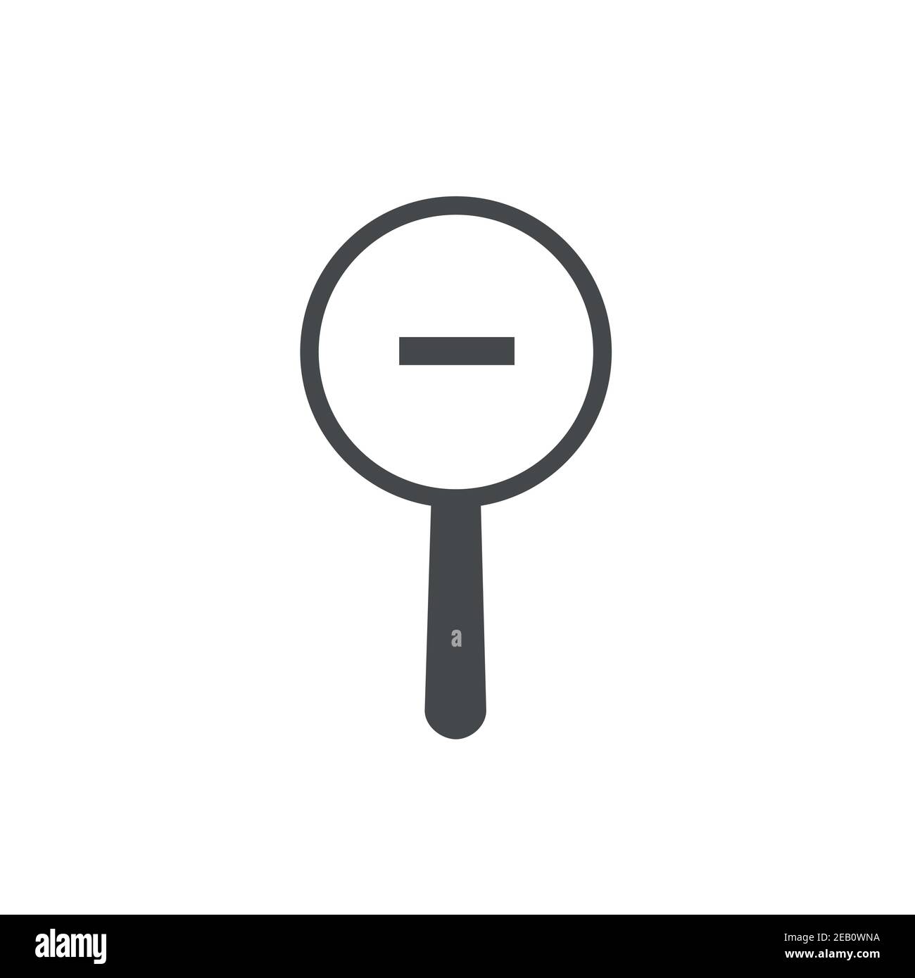 Black magnifier with minus sign isolated on white. Magnifying glass icon. Zoom out button for ...