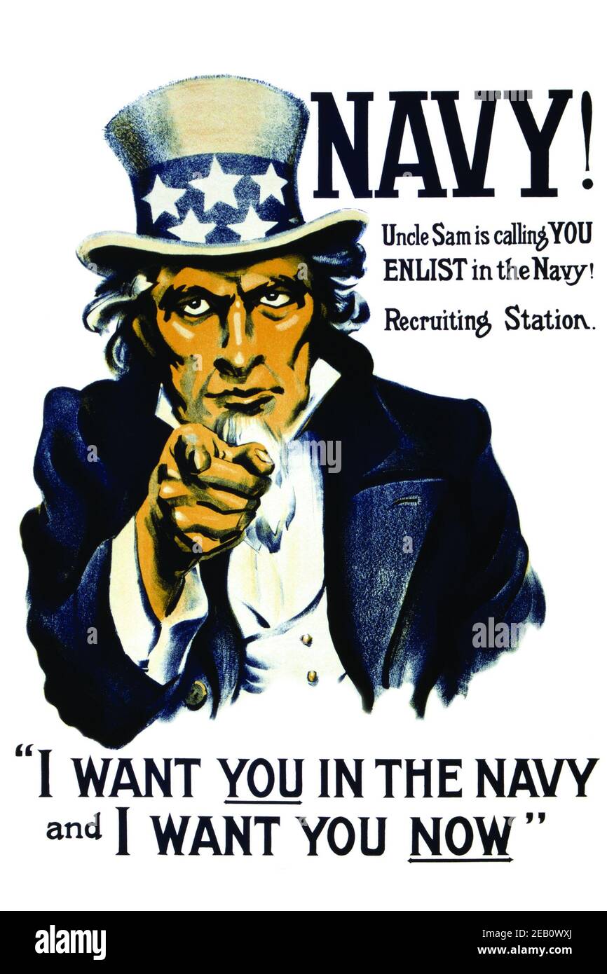 Navy! Uncle Sam is calling you--enlist in the Navy! 1917 Stock Photo ...