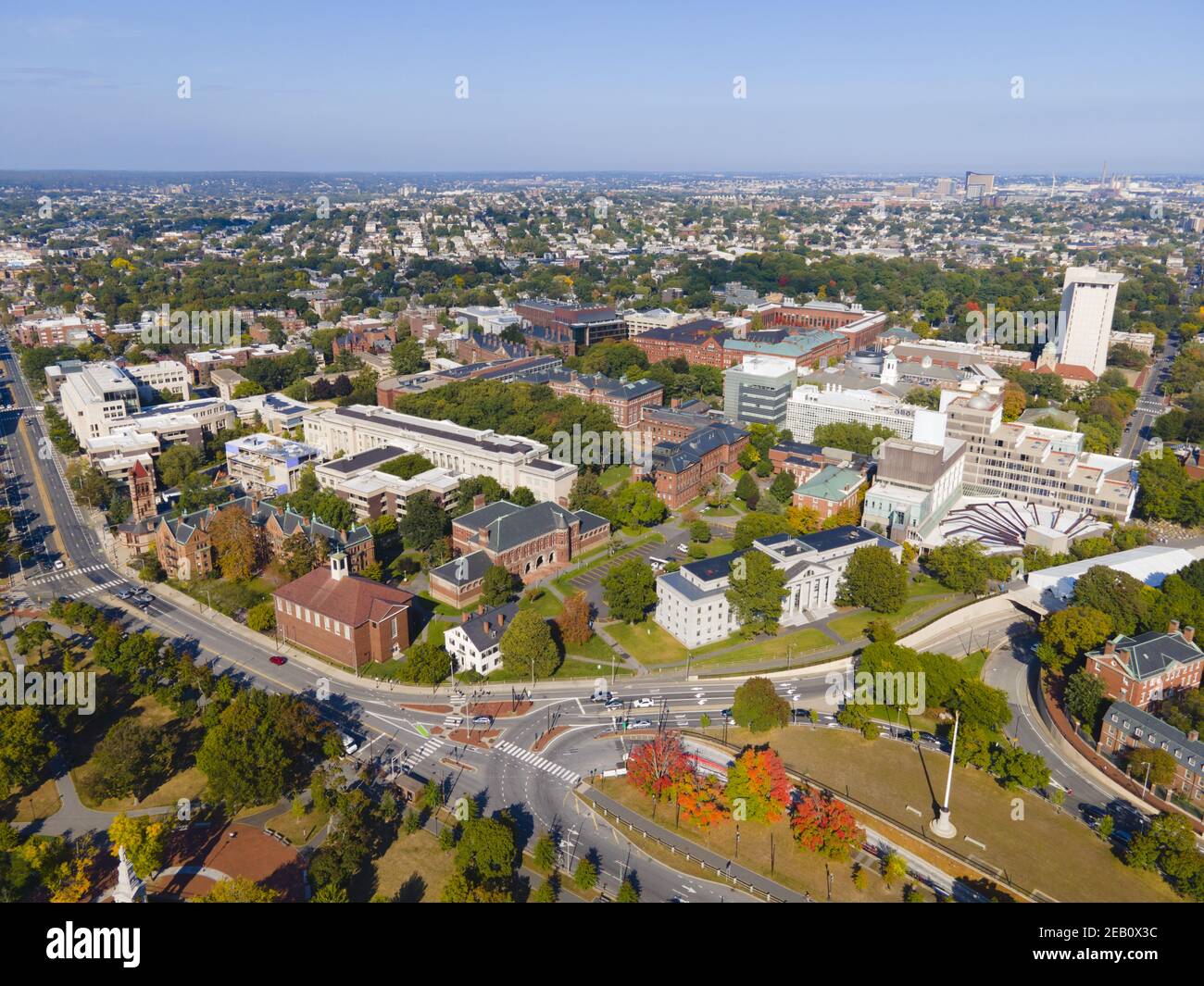 Harvard Law School and Harvard Museum of Natural History aerial view in Harvard University ...