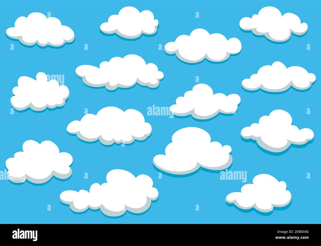 White fluffy clouds on spring blue sky in cartoon style for background ...