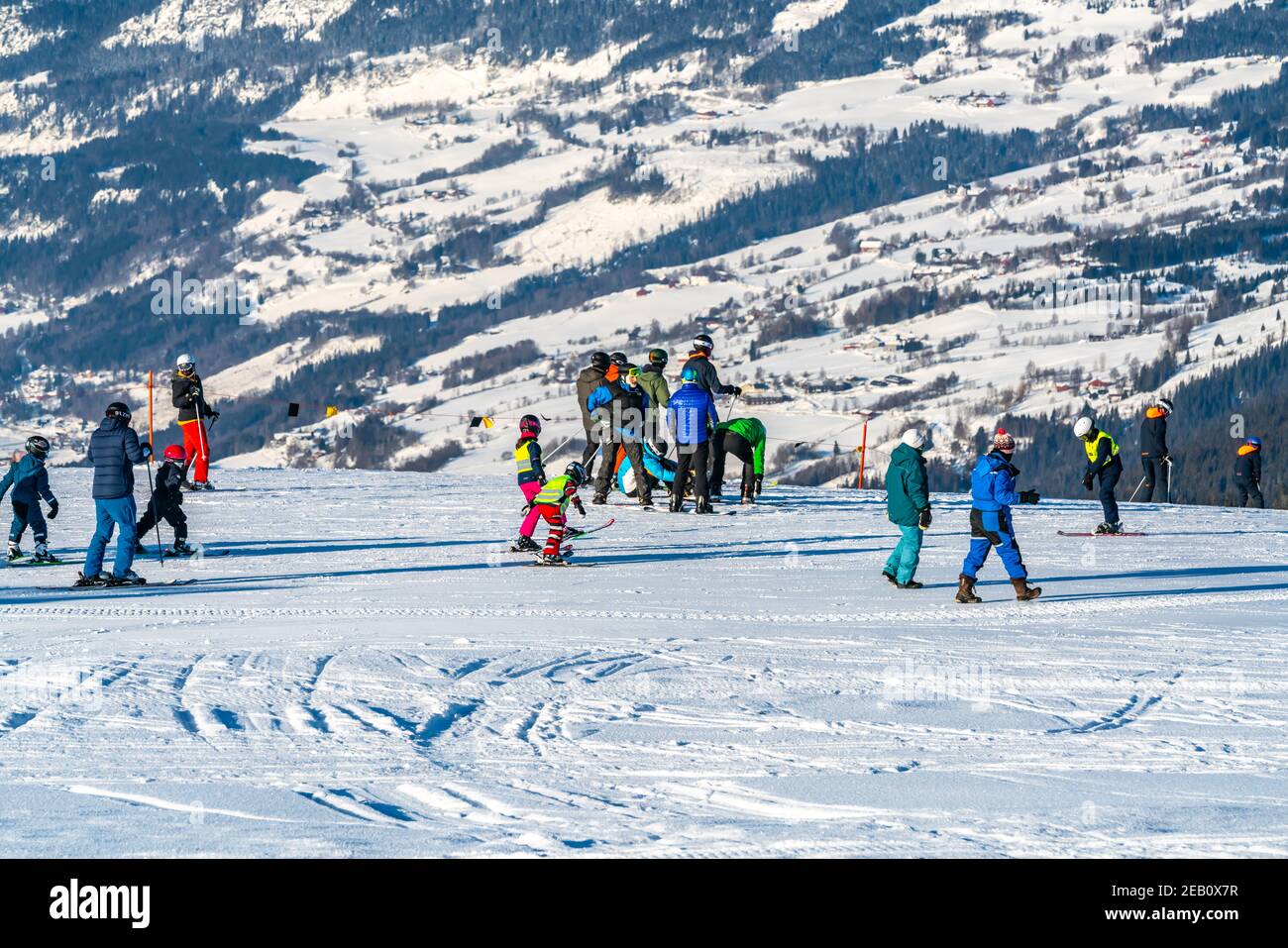Group people downhill skiing in hi-res stock photography and images - Alamy