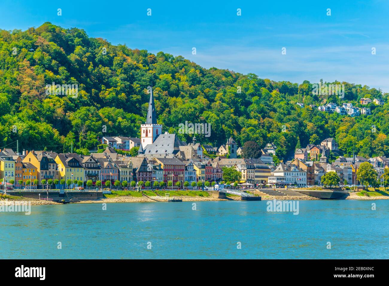 ST. GOAR, GERMANY, AUGUST 16, 2018: View of riverside promenade at St ...