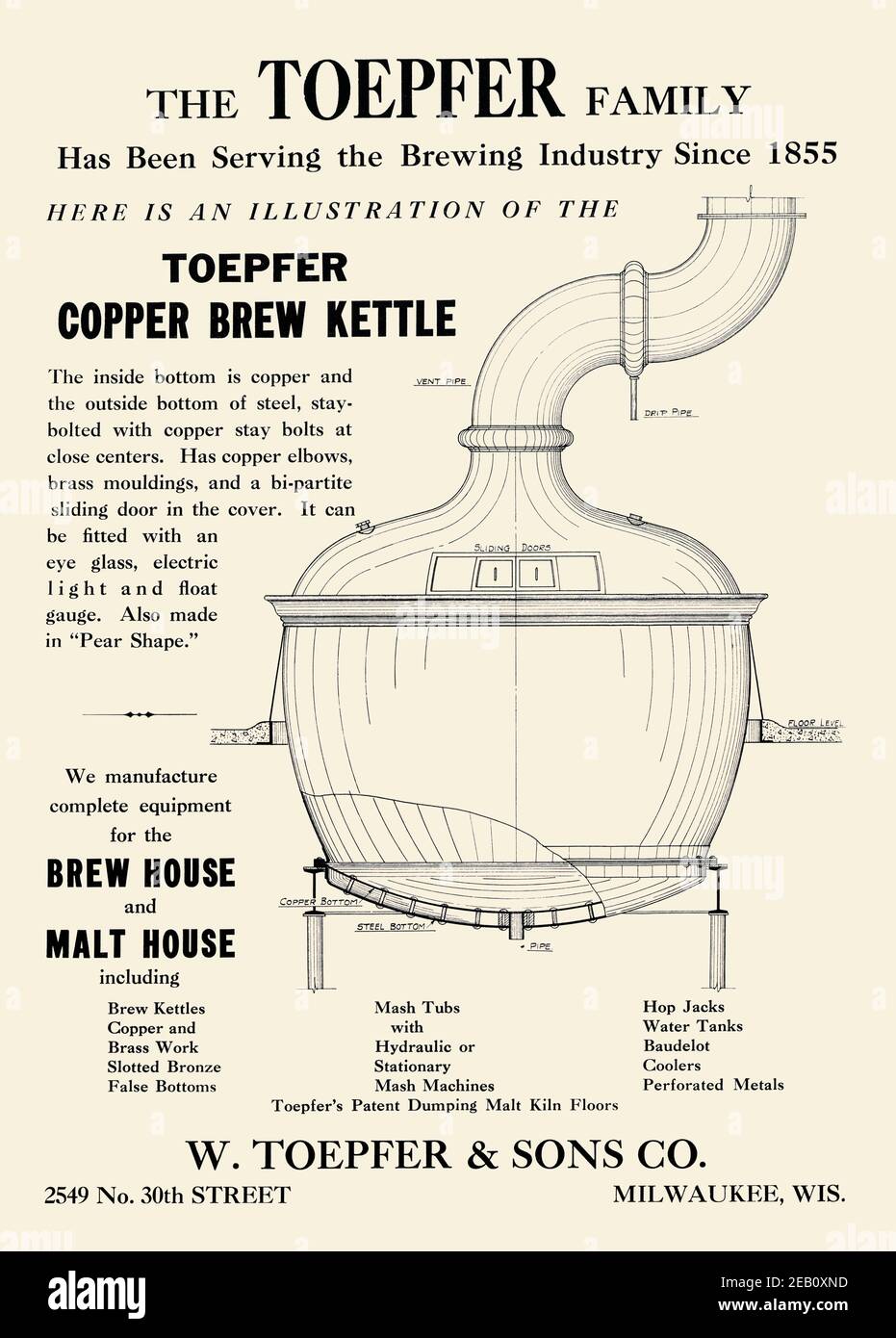 Toepfer Copper Brew Kettle 1933 Stock Photo - Alamy