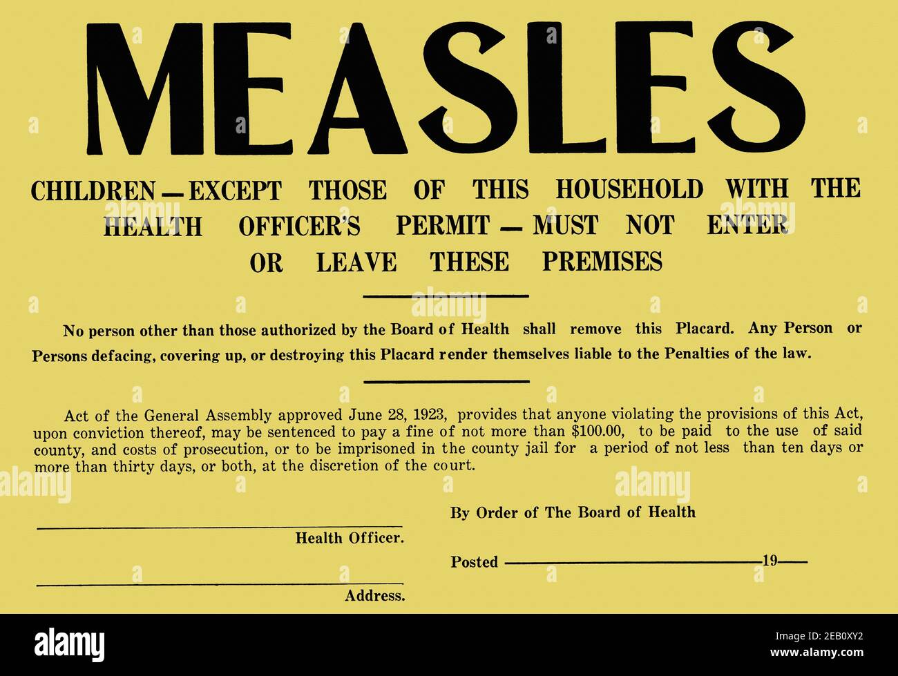 Measles Quarantine Sign