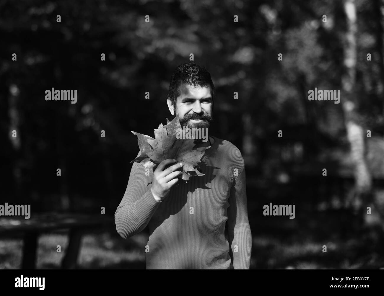 Handsome young man beard showing Black and White Stock Photos & Images ...
