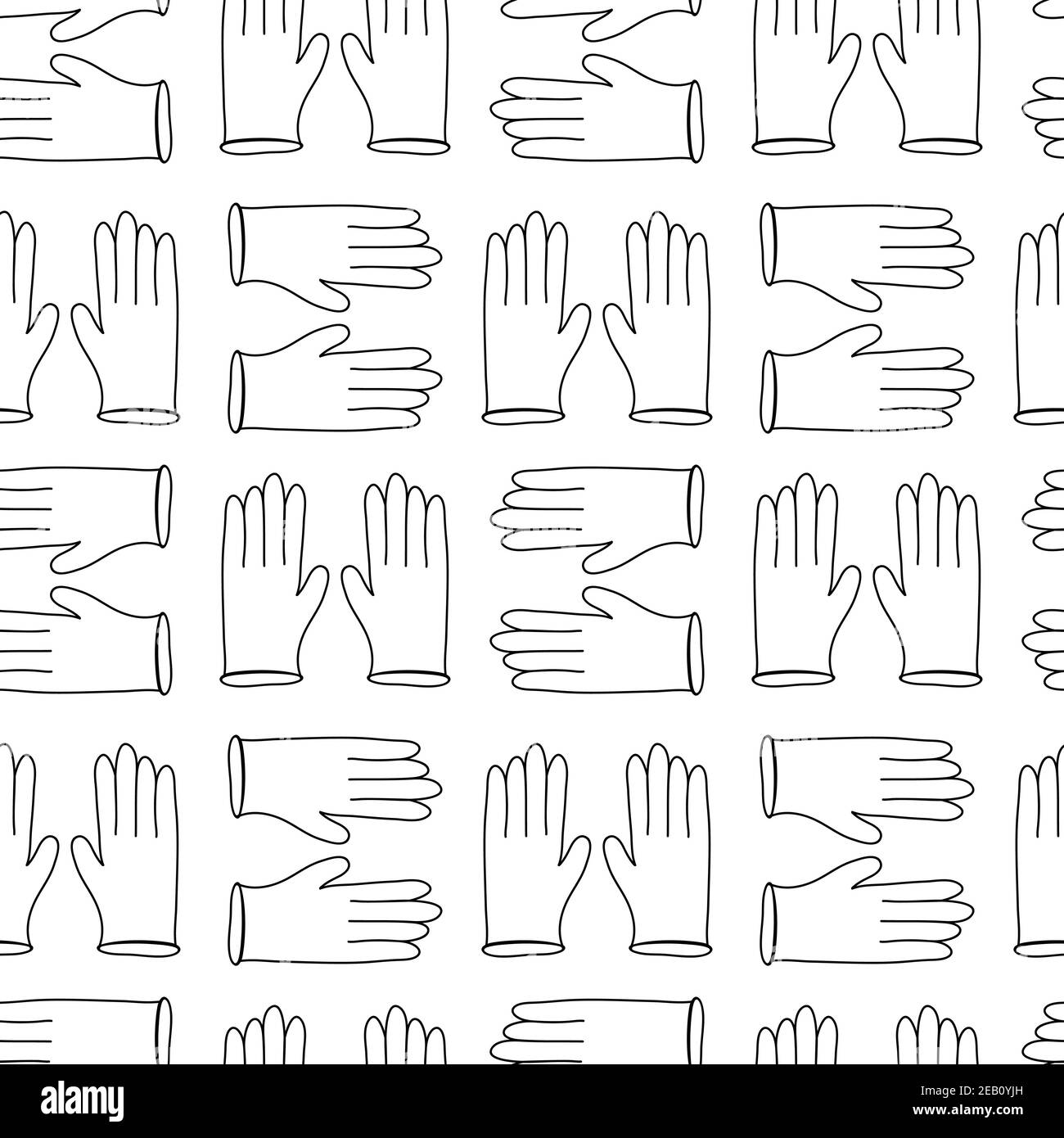 Seamless pattern made from hand drawn latex gloves illustration. Isolated on a white background ...