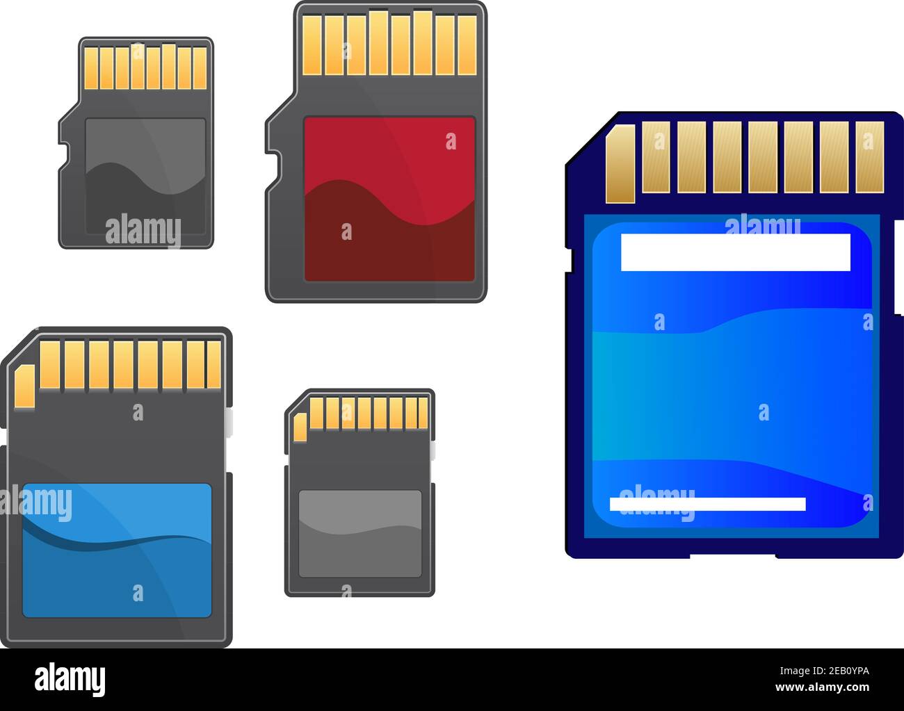 Multimedia and memory cards set isolated on white background for ...