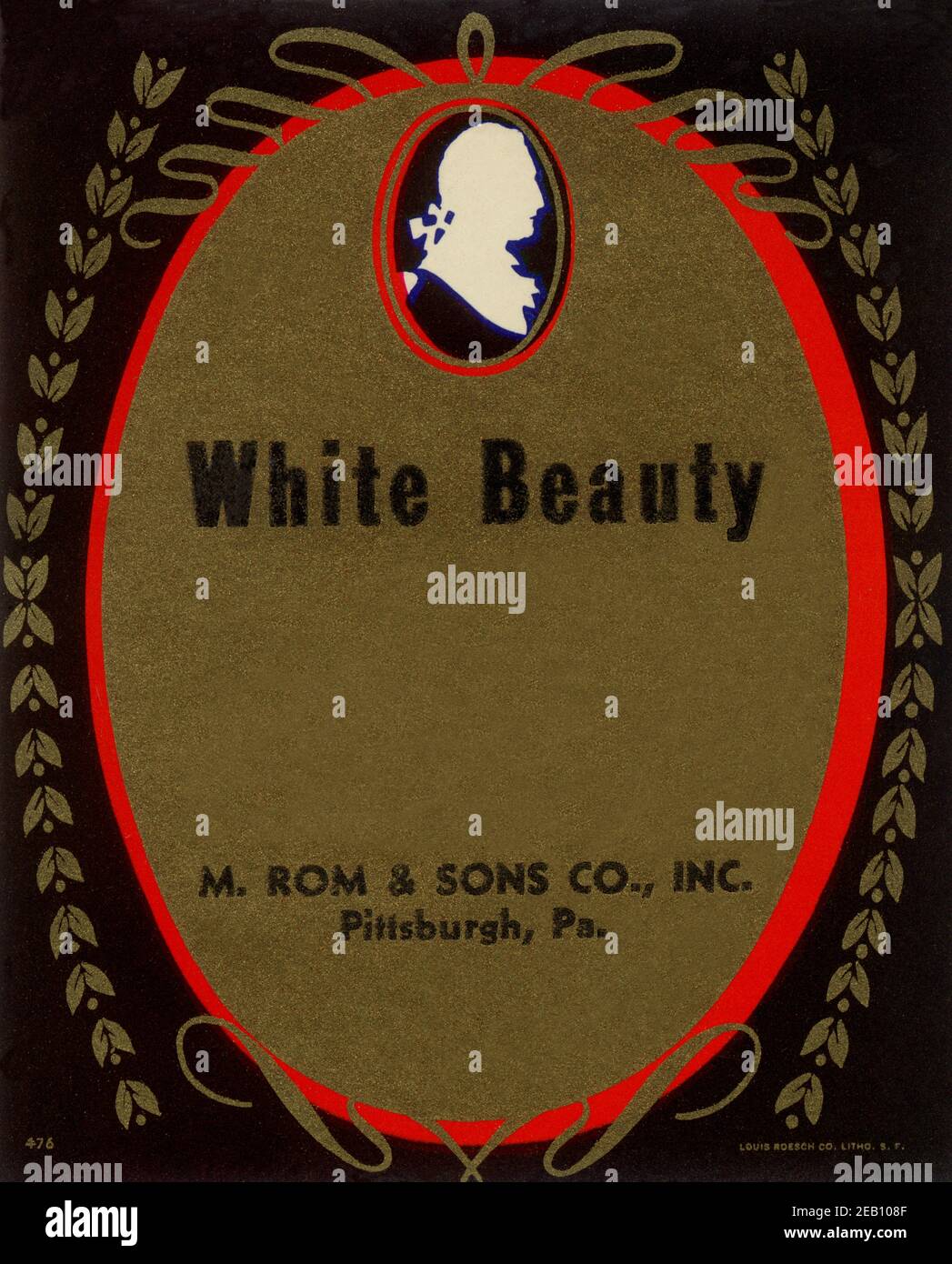 White Beauty Broom Label 1910 Stock Photo - Alamy