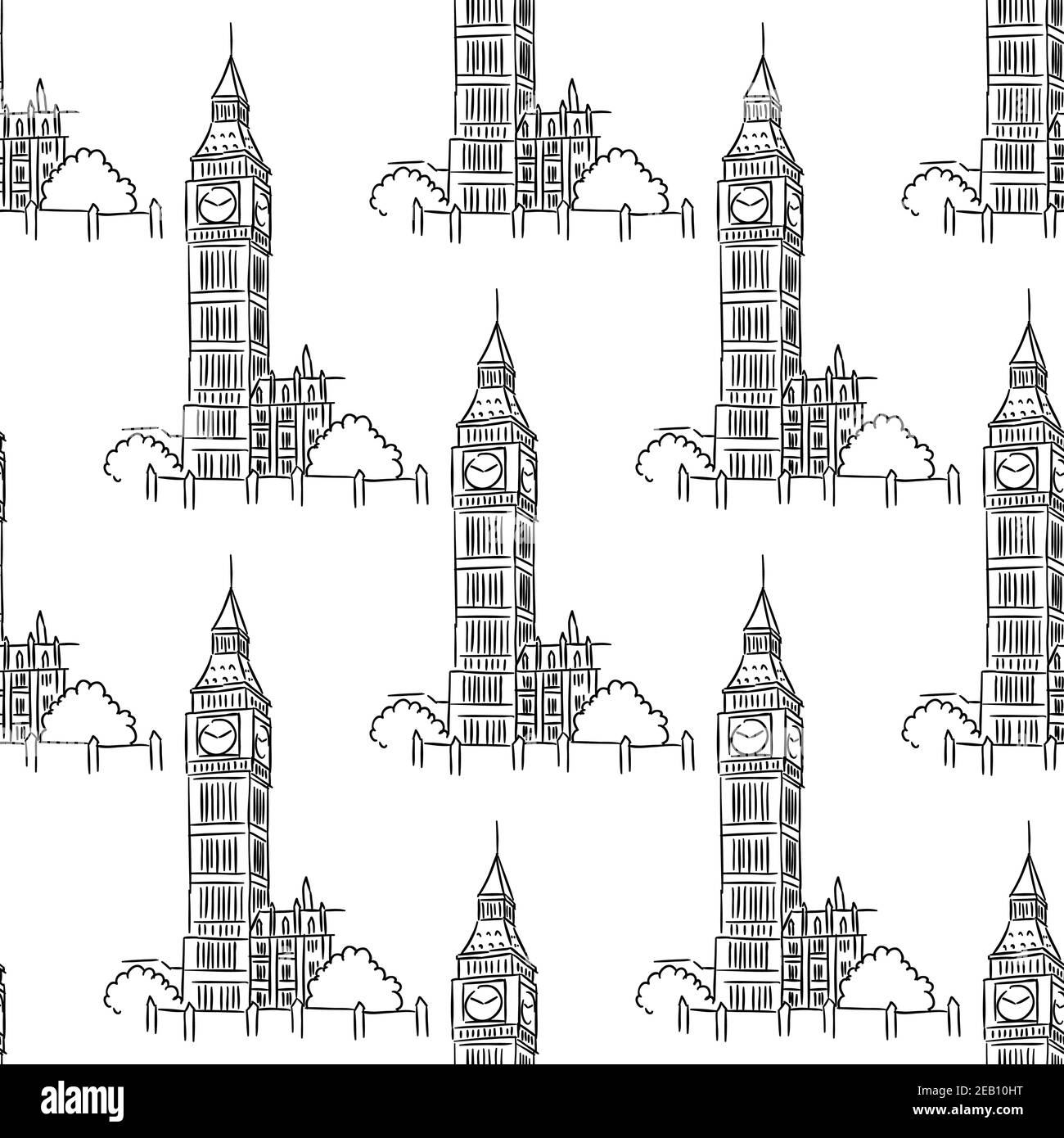 English Big Ben tower seamless pattern for tourism and travel design ...
